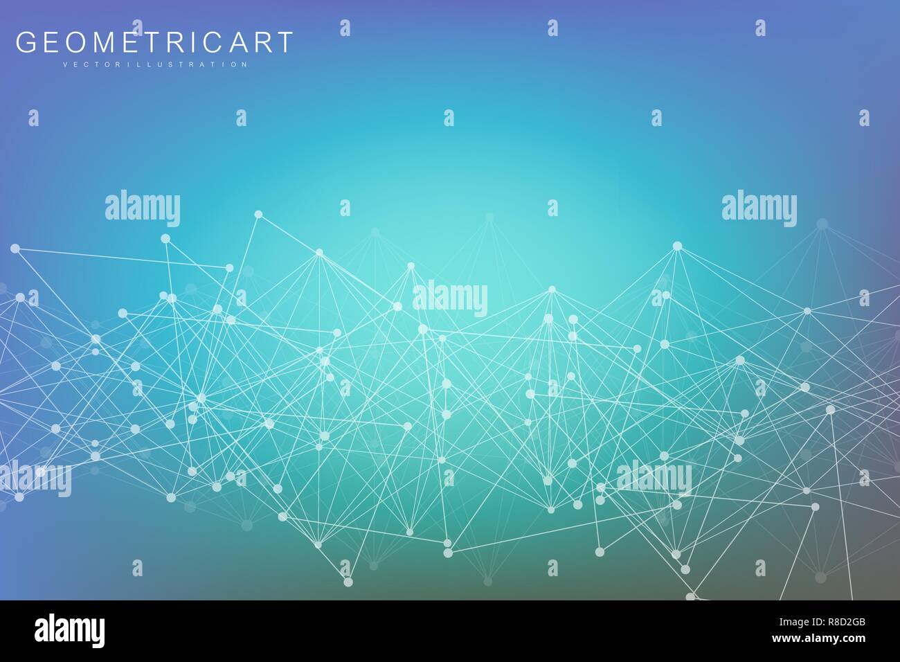 Science network pattern, connecting lines and dots. Technology hexagons structure or molecular ...