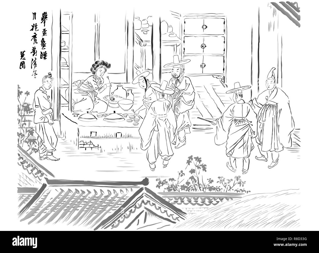 Traditional costume korea Black and White Stock Photos & Images - Alamy