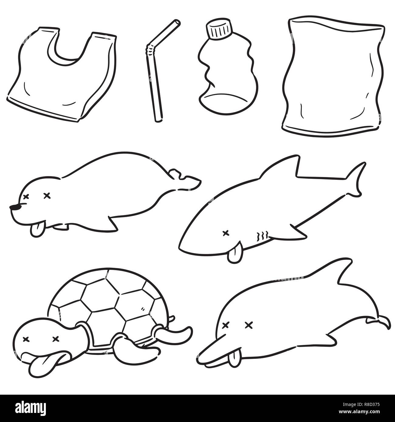 Sea turtle with plastic bag Cut Out Stock Images & Pictures - Alamy