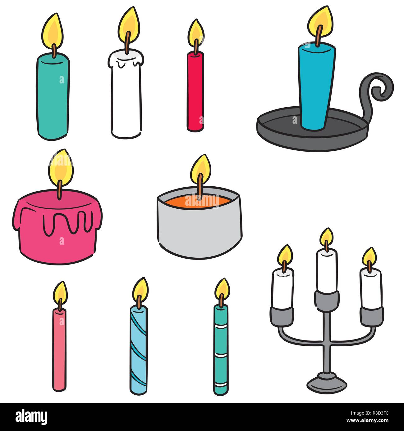 vector set of candle Stock Vector Image & Art - Alamy