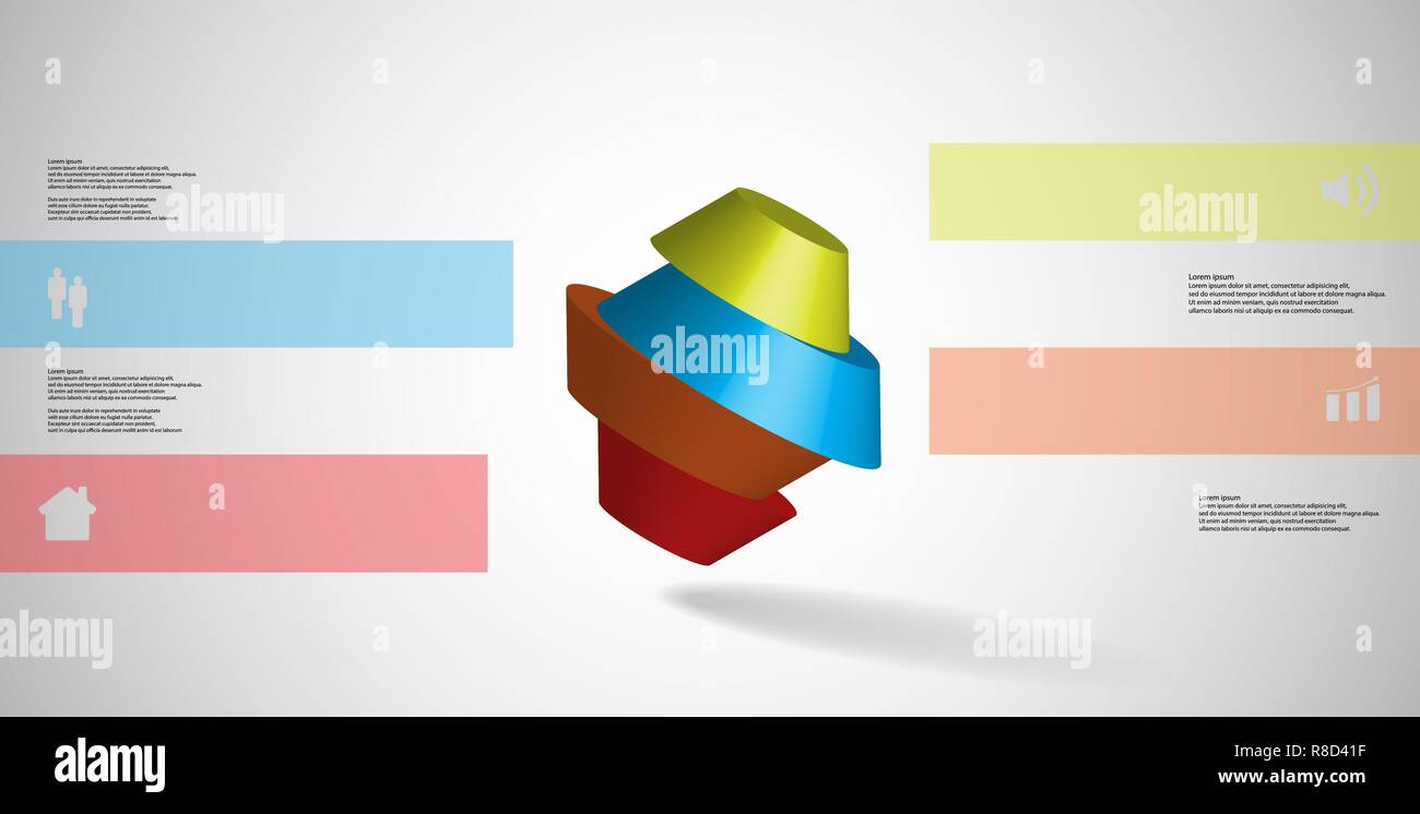 3D illustration infographic template. The round octagon is divided to ...