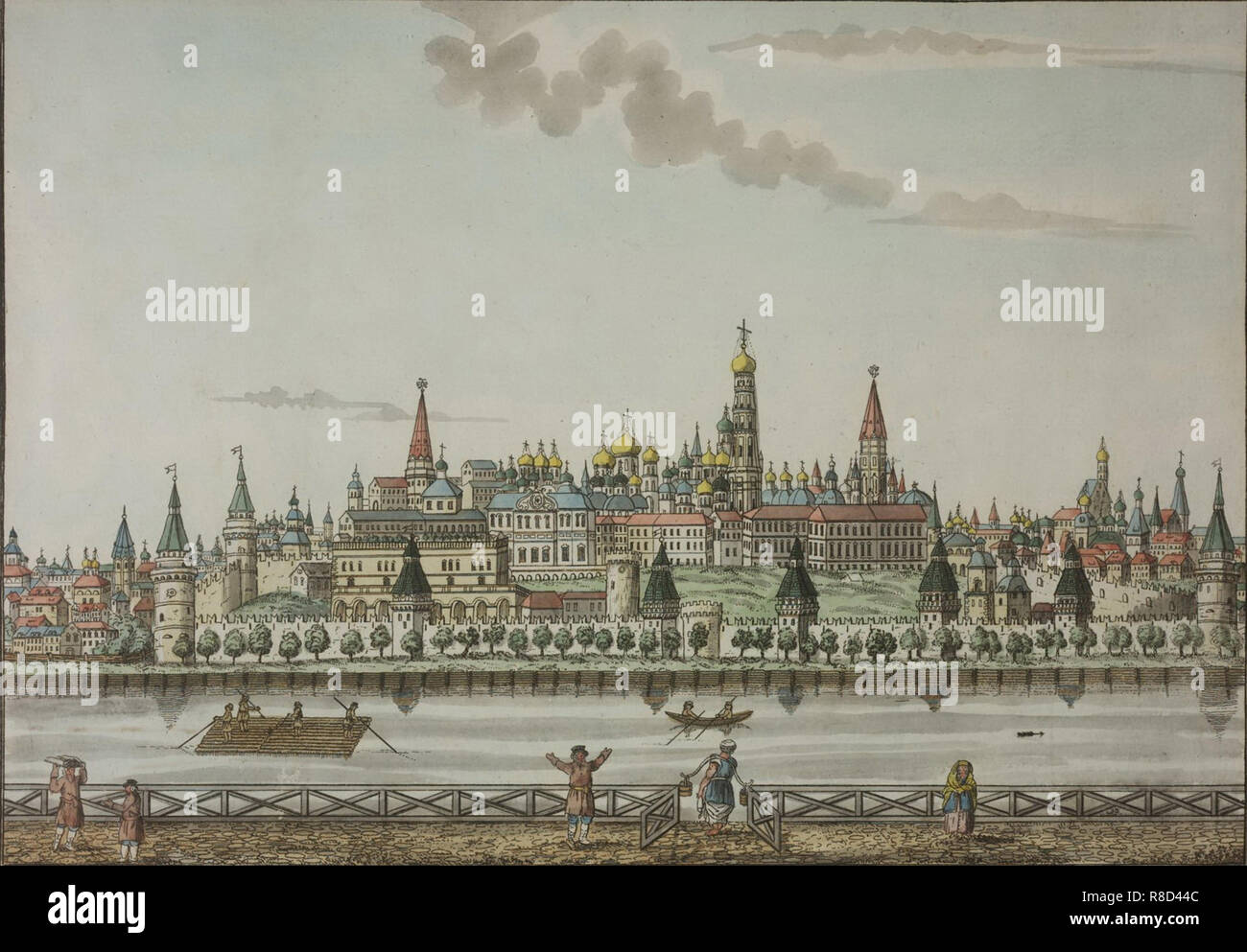 The Moscow Kremlin from the Moskva River, Between 1792 and 1820 Stock ...