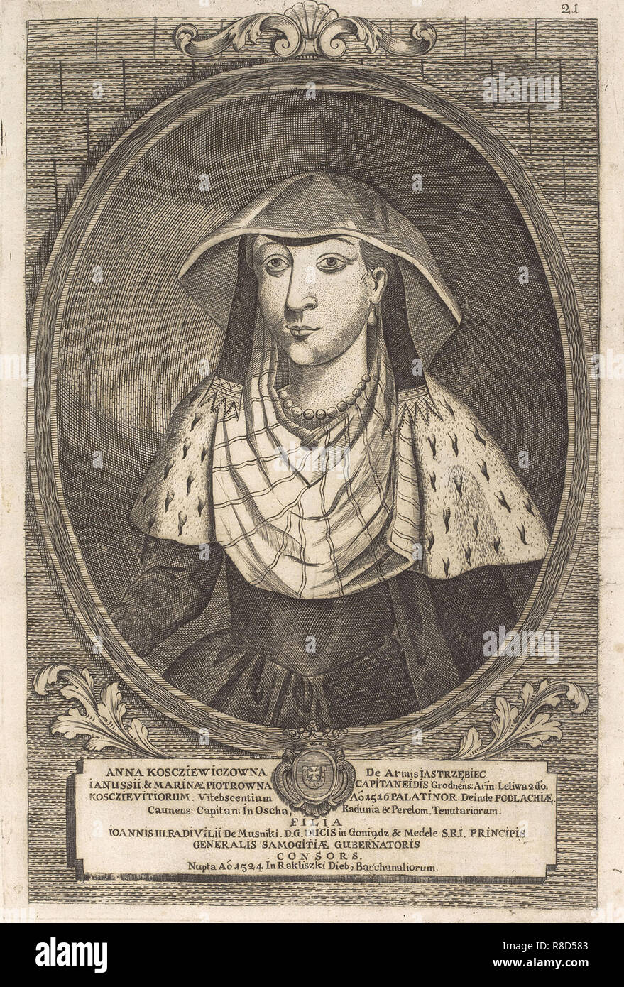 Anna Radziwill (Kostewicz). From: Icones Familiae Ducalis Radivilianae ...