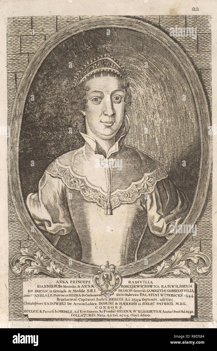 Anna Radziwill (Sadowski). From: Icones Familiae Ducalis Radivilianae ...
