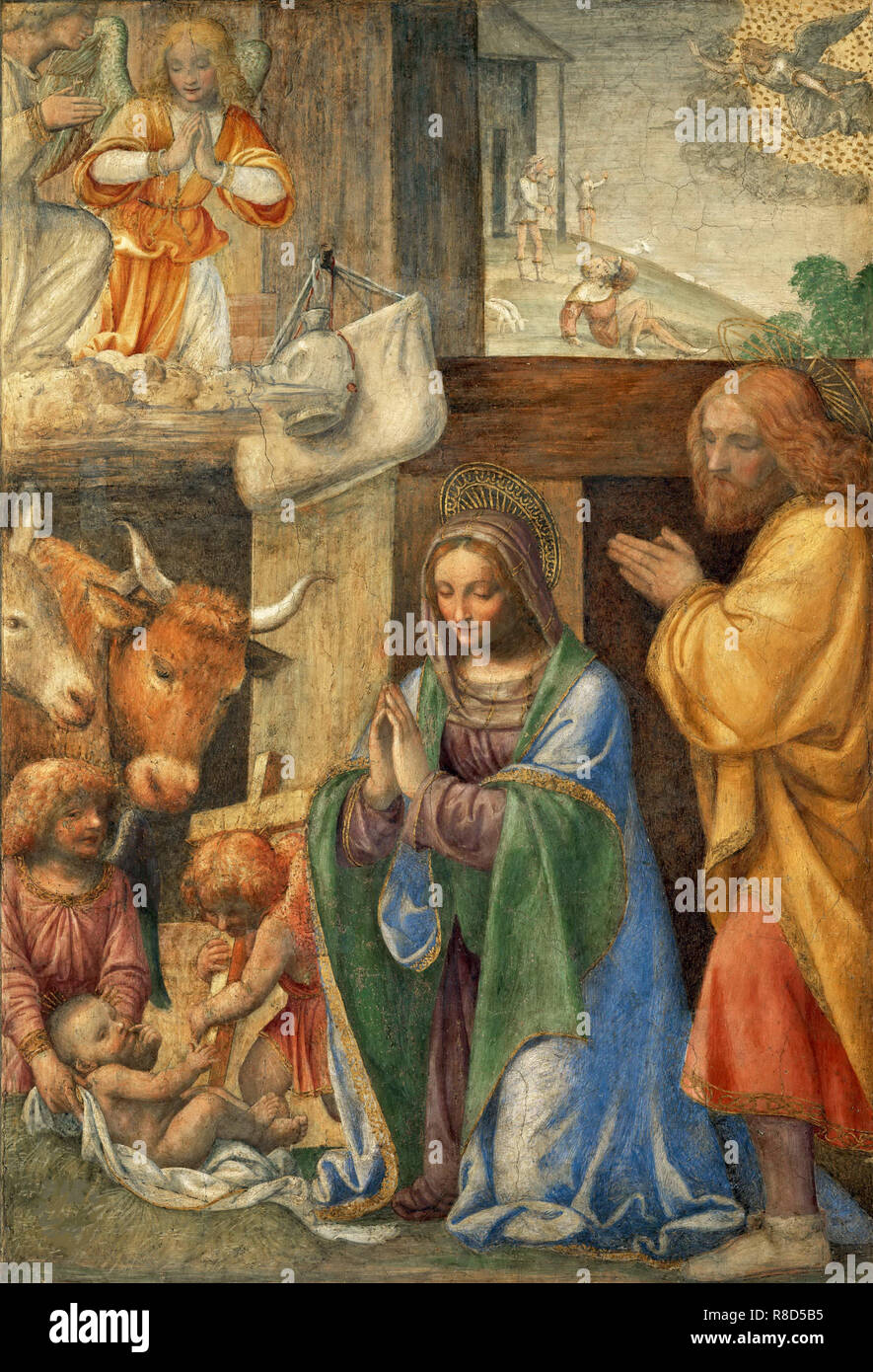 Nativity and Annunciation to the Shepherds, Between 1500 and 1550 Stock ...