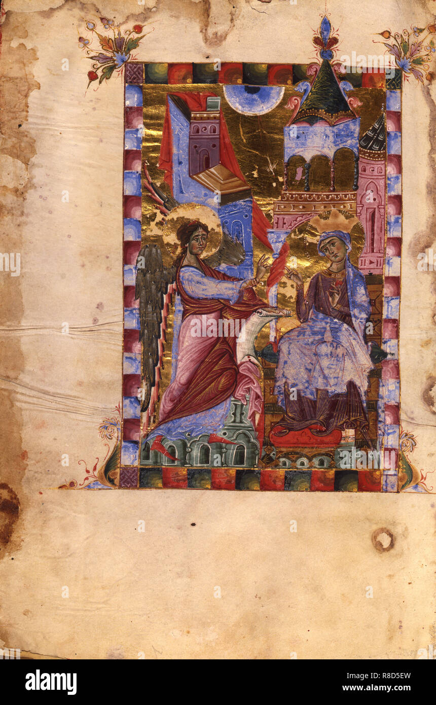 The Annunciation (Manuscript illumination from the Matenadaran Gospel ...
