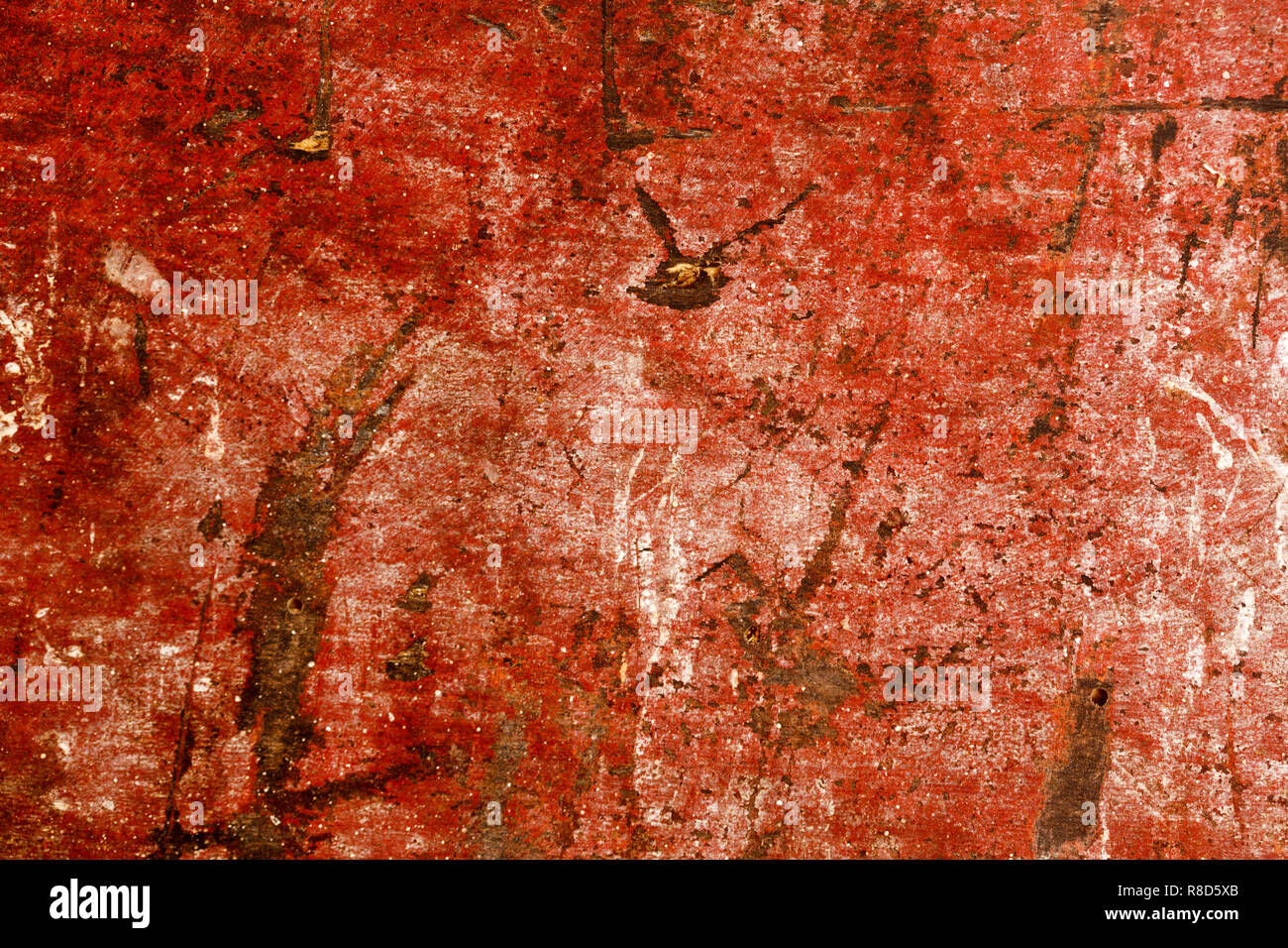 Grunge red painted scratched wood background, texture Stock Photo - Alamy