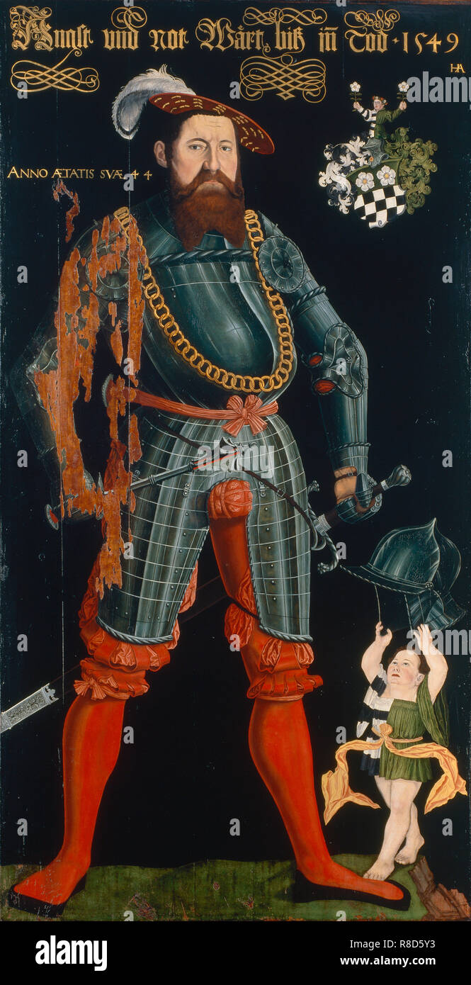 Portrait of Wilhelm Frölich. Full-length portrait with coat of arms of ...