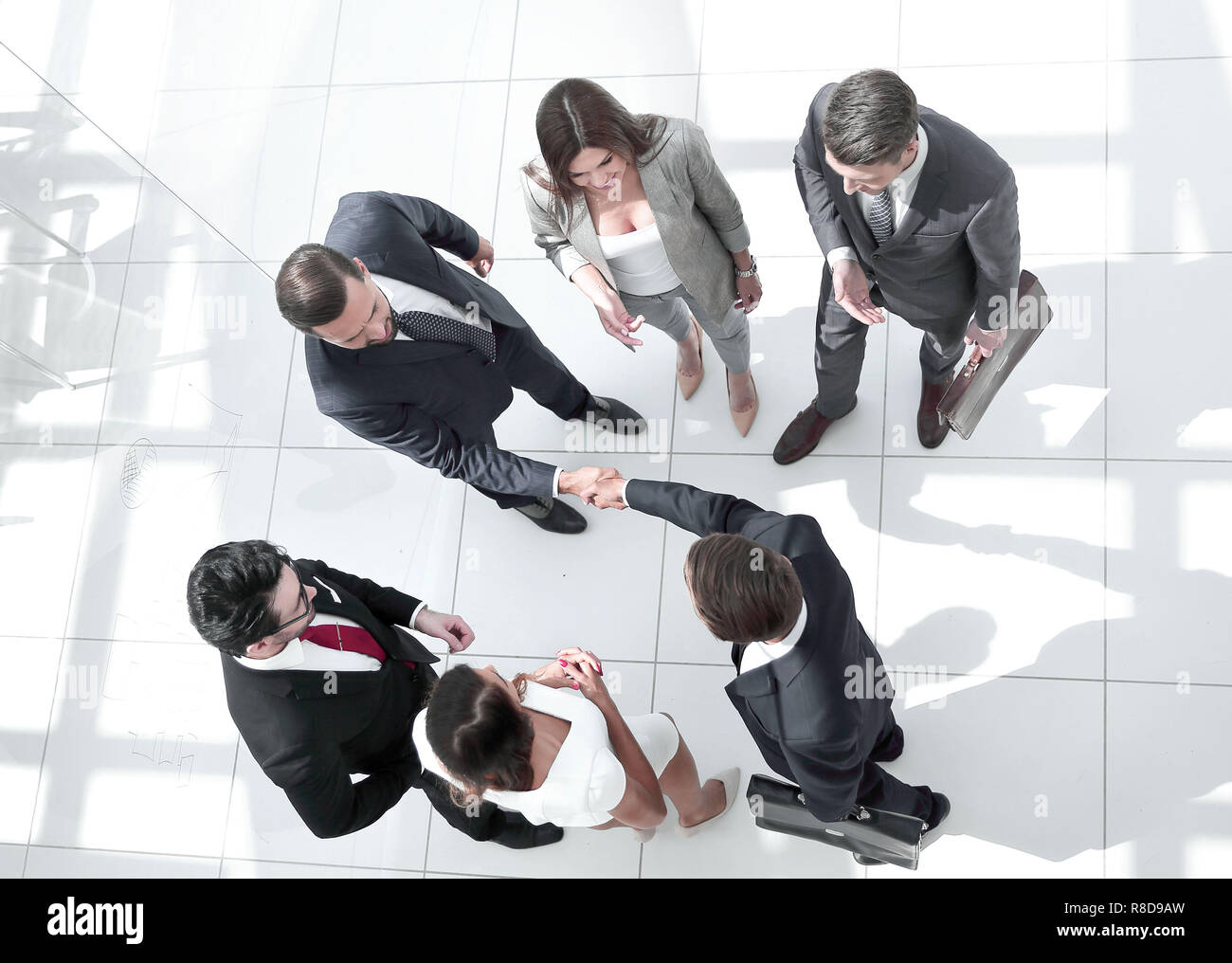 top view. handshake business people Stock Photo - Alamy