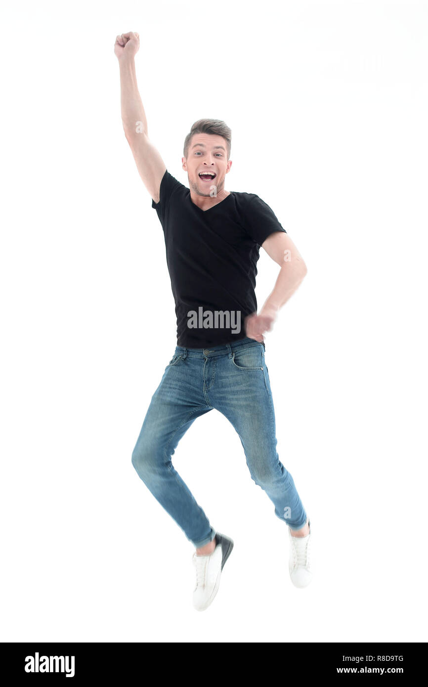 Handsome man jumping Stock Photo - Alamy