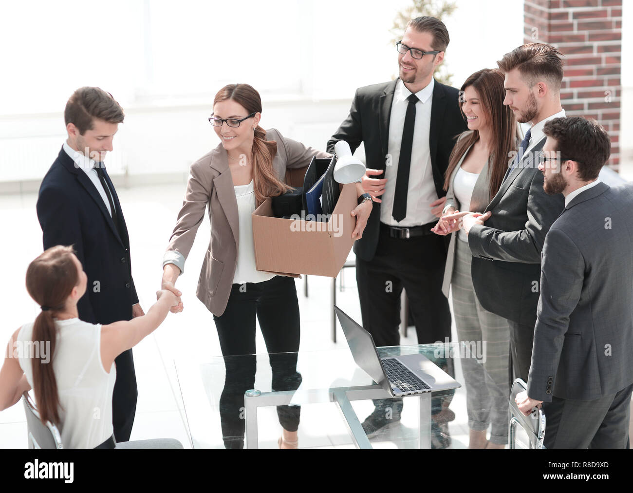 business team meets a new employee Stock Photo - Alamy