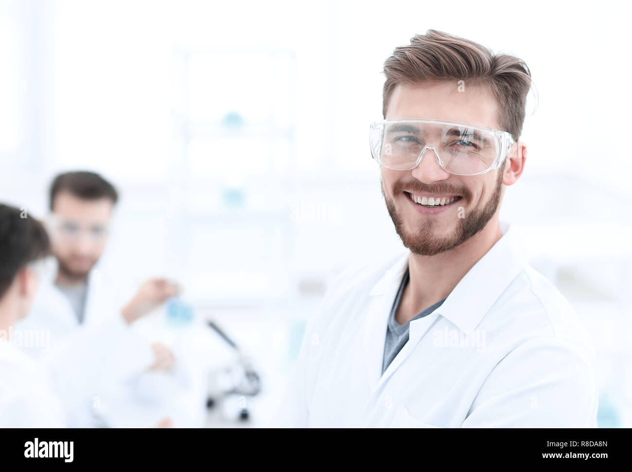 closeup.successful scientist on a light background Stock Photo - Alamy