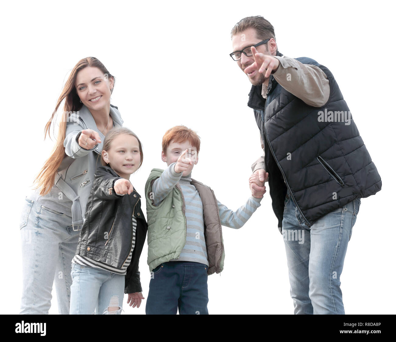 happy family pointing at you Stock Photo - Alamy
