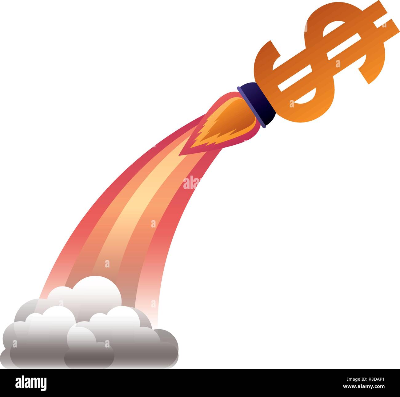 dollar rocket and clouds isolated icon Stock Vector Image & Art - Alamy