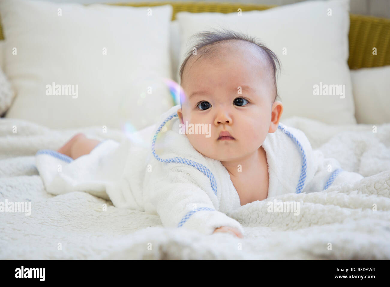 Little two cute babies photo. Baby wearing diaper in white bedroom. 047 ...