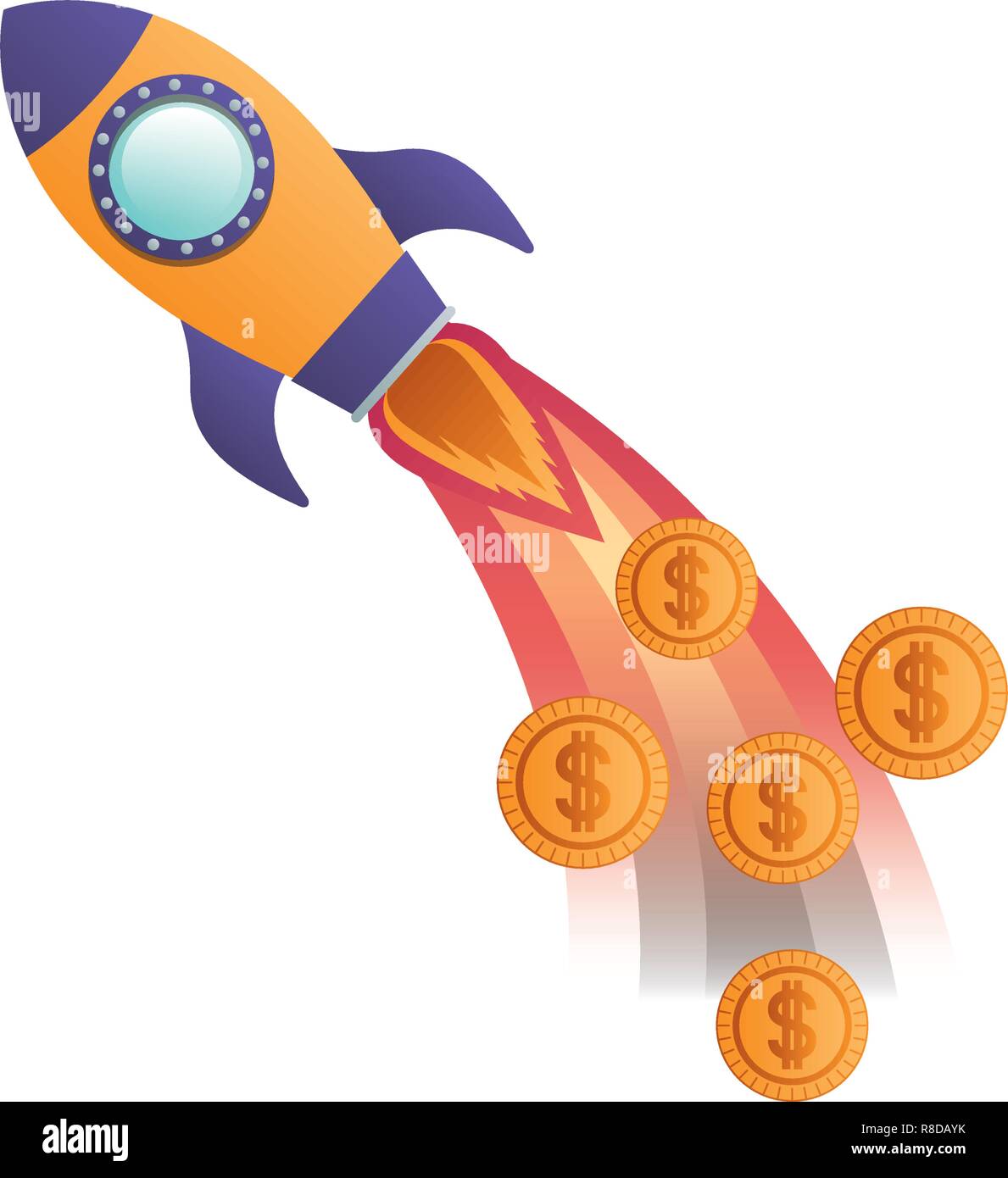 rocket and coins isolated icon Stock Vector Image & Art - Alamy