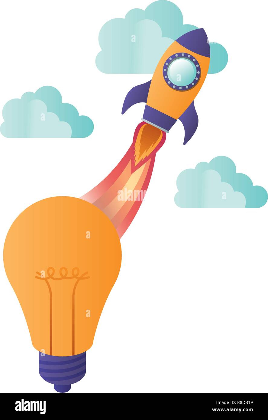 light bulb with rocket isolated icon Stock Vector Image & Art - Alamy