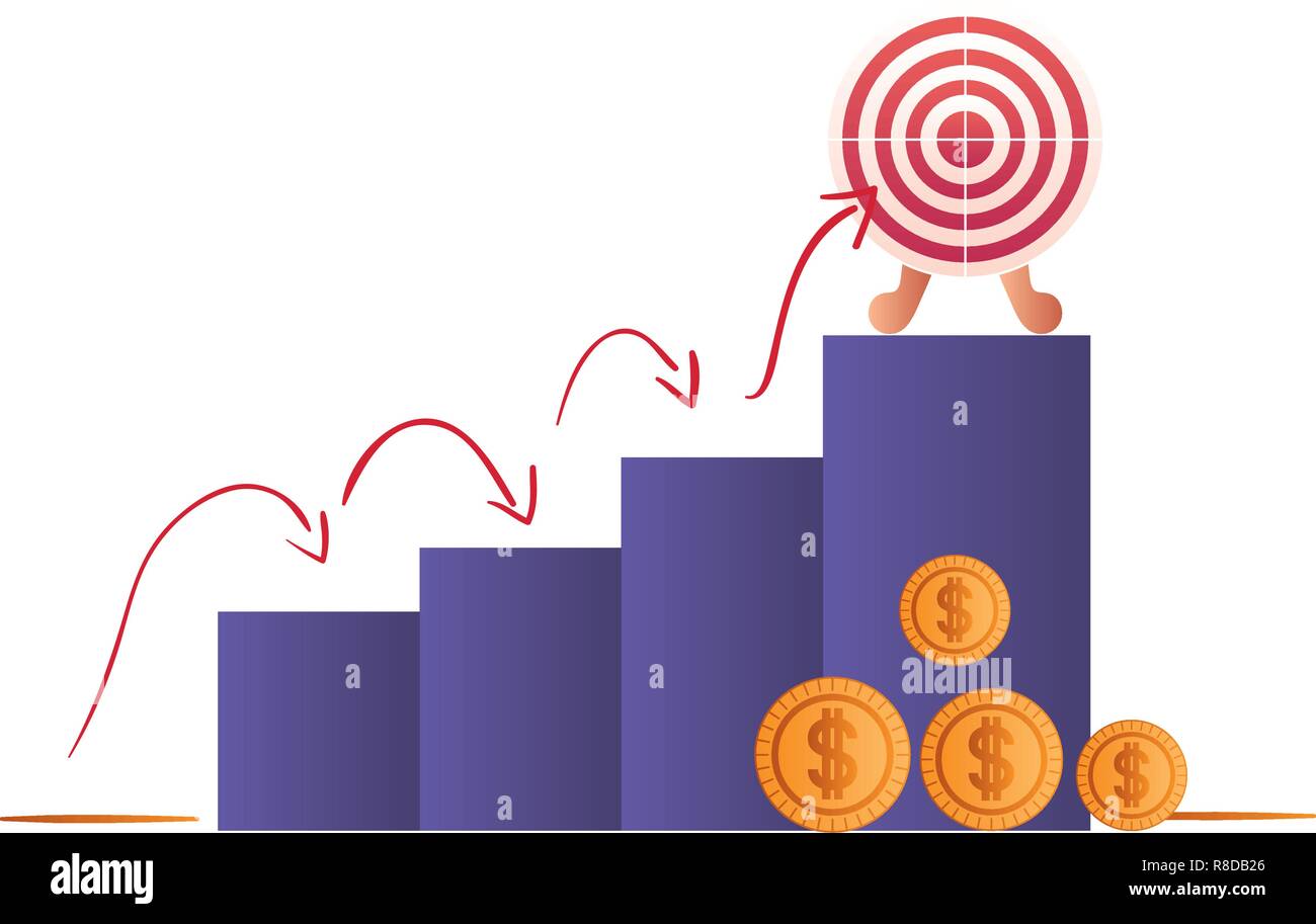 bar chart with target shooting isolated icon Stock Vector Image & Art ...