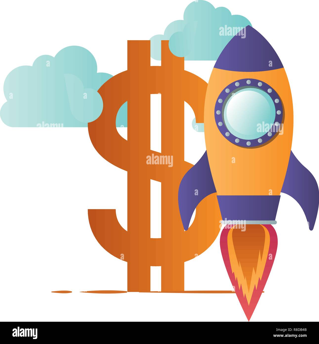 dollar symbol with rocket isolated icon Stock Vector Image & Art - Alamy