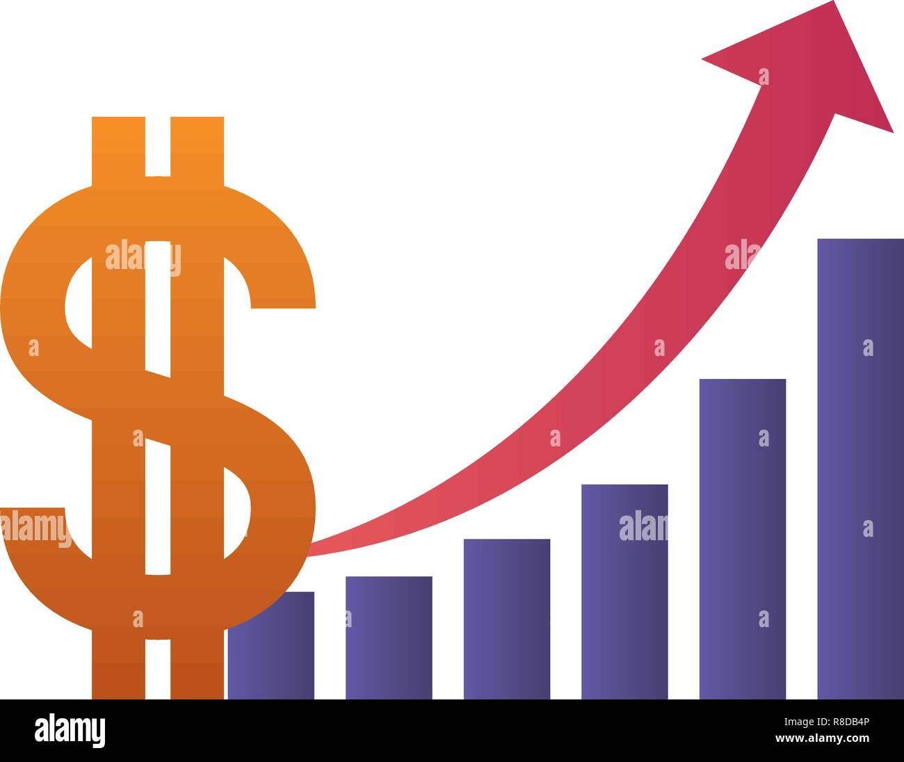 dollar symbol with bar graph isolated icon Stock Vector Image & Art - Alamy