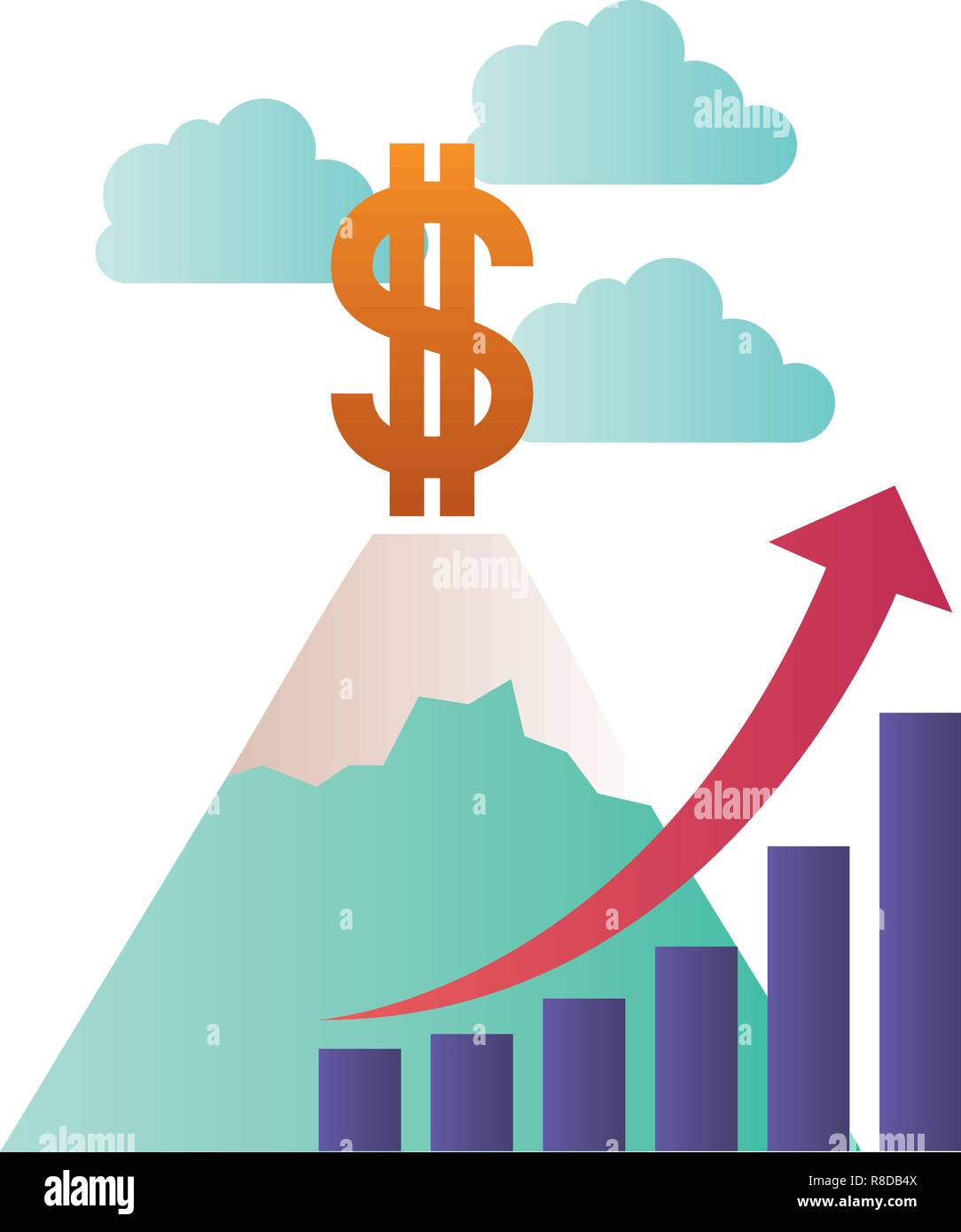 dollar symbol with bar graph isolated icon Stock Vector Image & Art - Alamy