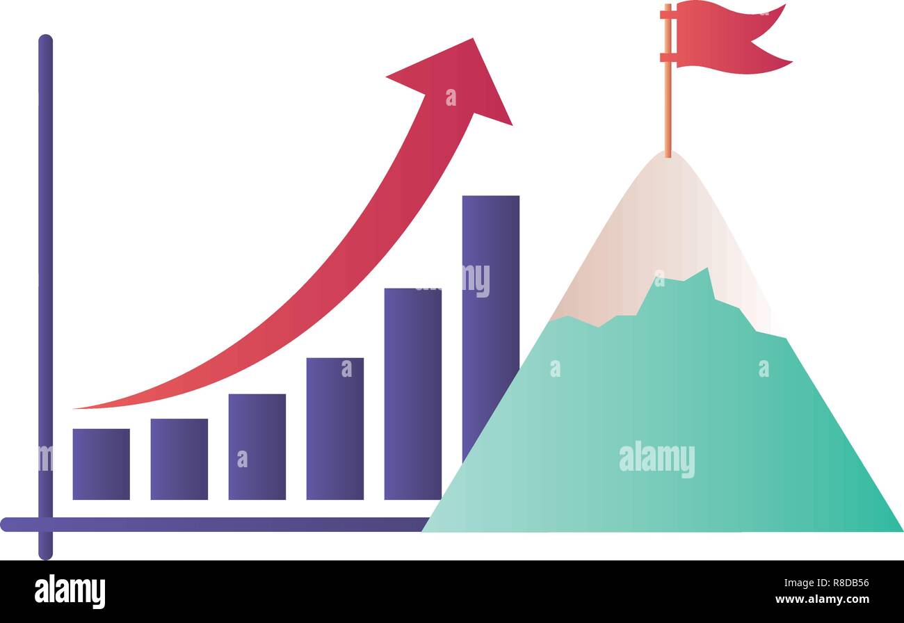 bar graph with mountain and flag isolated icon Stock Vector Image & Art ...