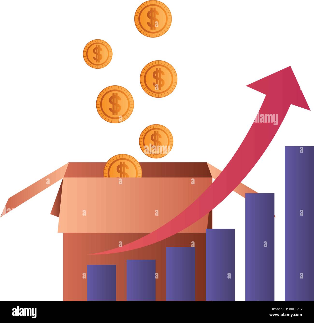 bar chart with coins isolated icon Stock Vector Image & Art - Alamy