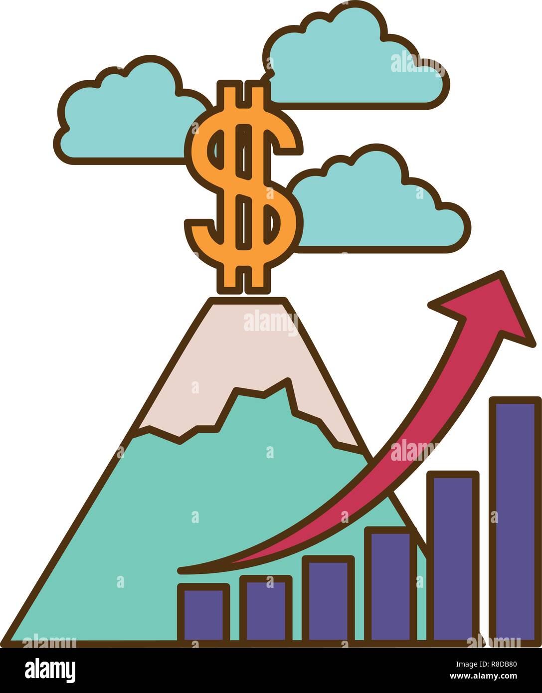 dollar symbol with bar graph isolated icon Stock Vector Image & Art - Alamy