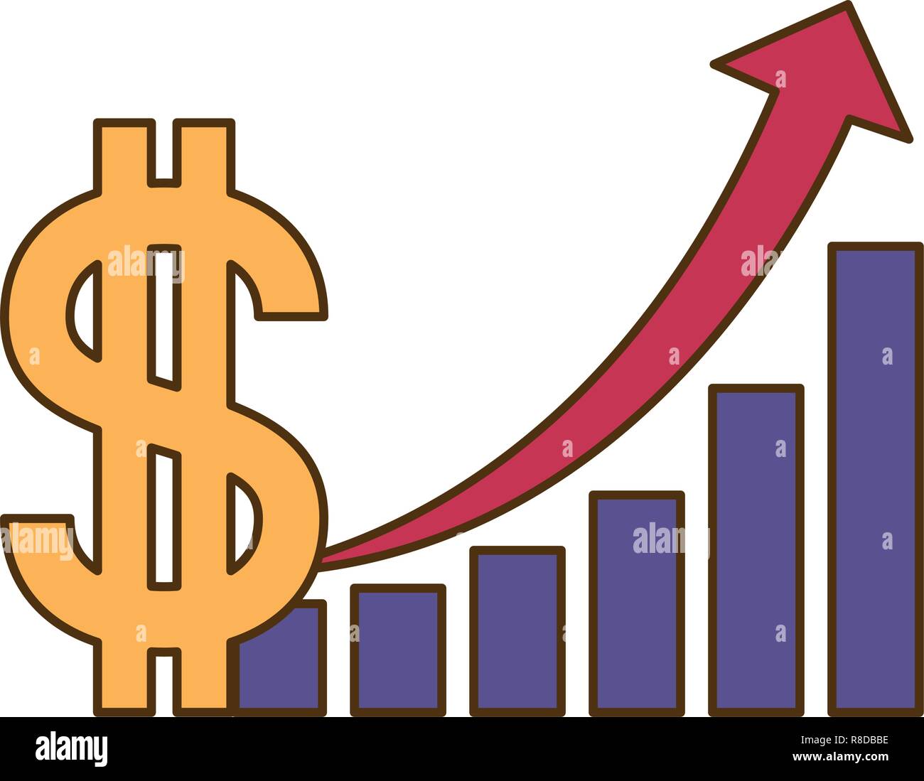 dollar symbol with bar graph isolated icon Stock Vector Image & Art - Alamy