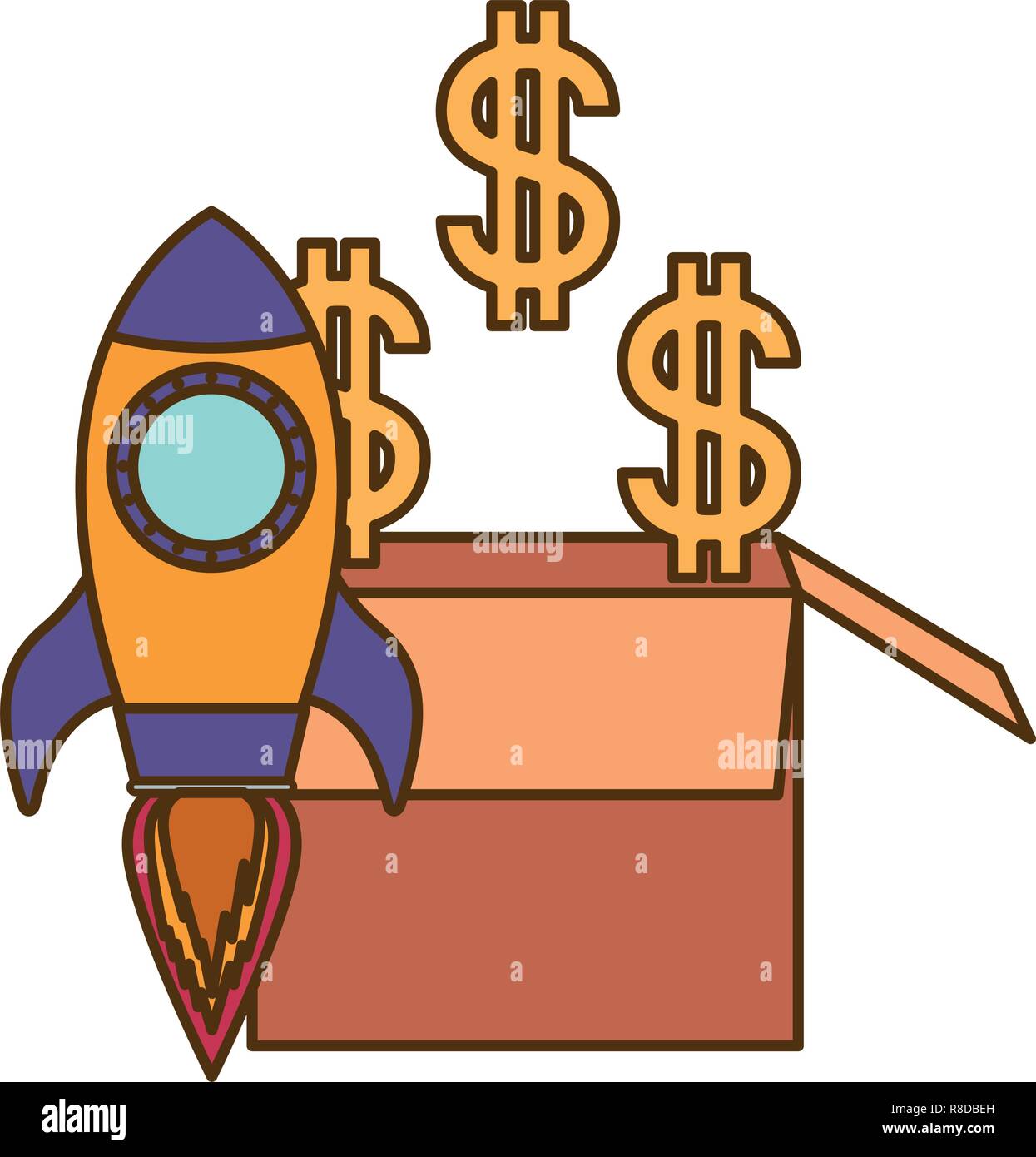 dollar symbol with rocket isolated icon Stock Vector Image & Art - Alamy