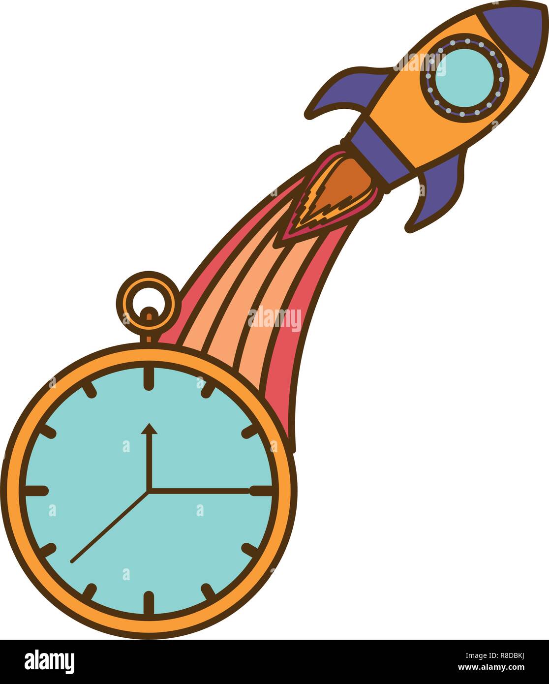 clock with time and rocket isolated icon Stock Vector Image & Art - Alamy