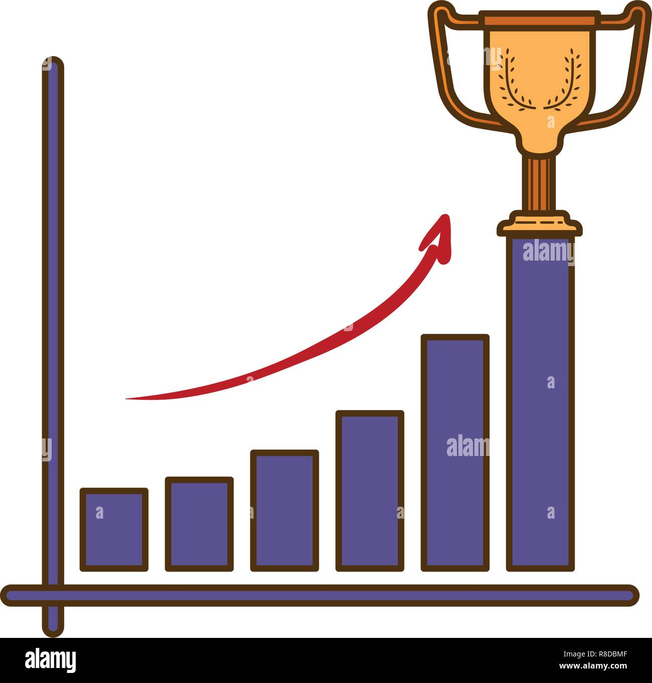 bar chart with trophies isolated icon Stock Vector Image & Art - Alamy