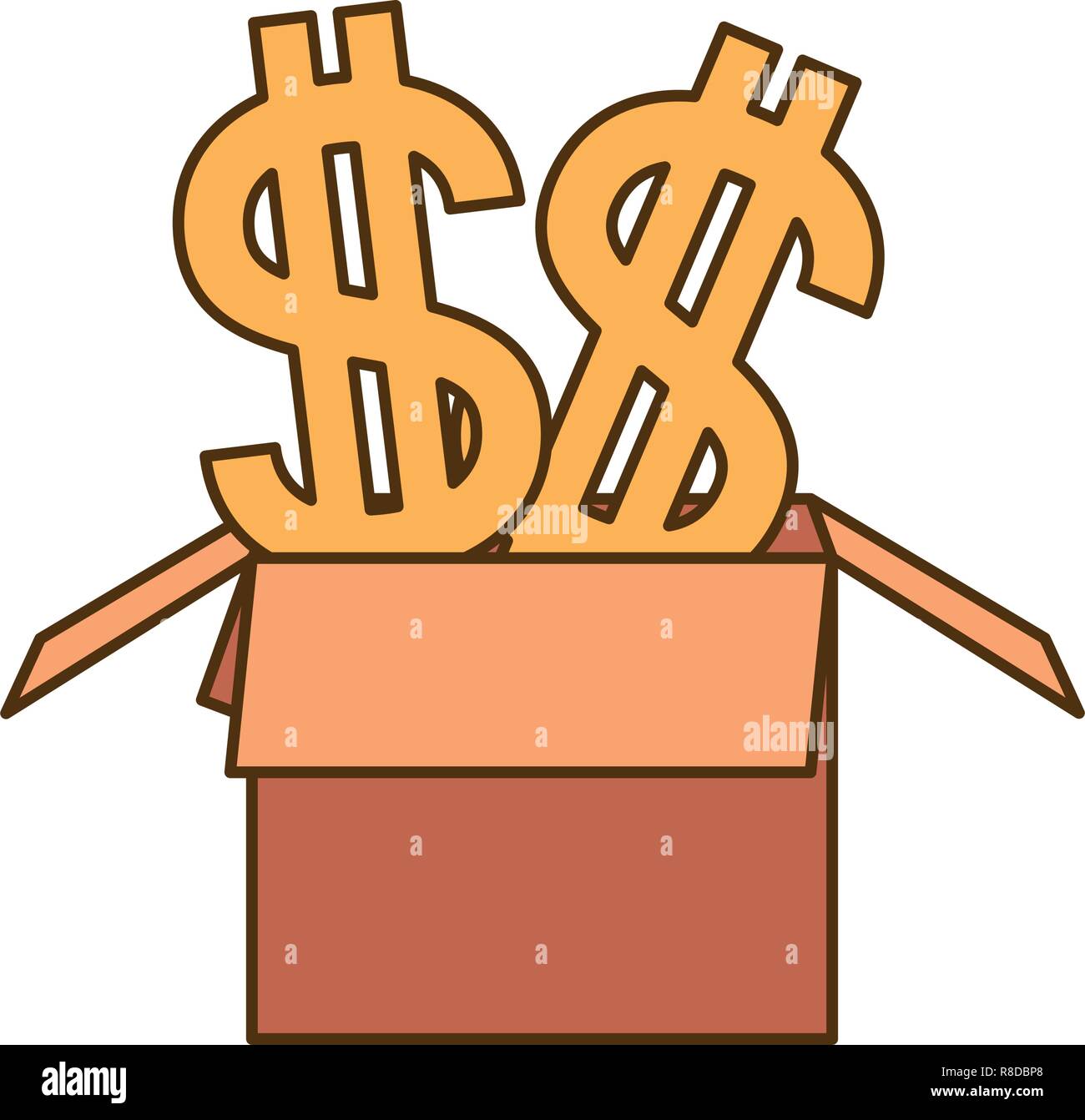 cardboard box with dollar symbol isolated icon Stock Vector Image & Art ...