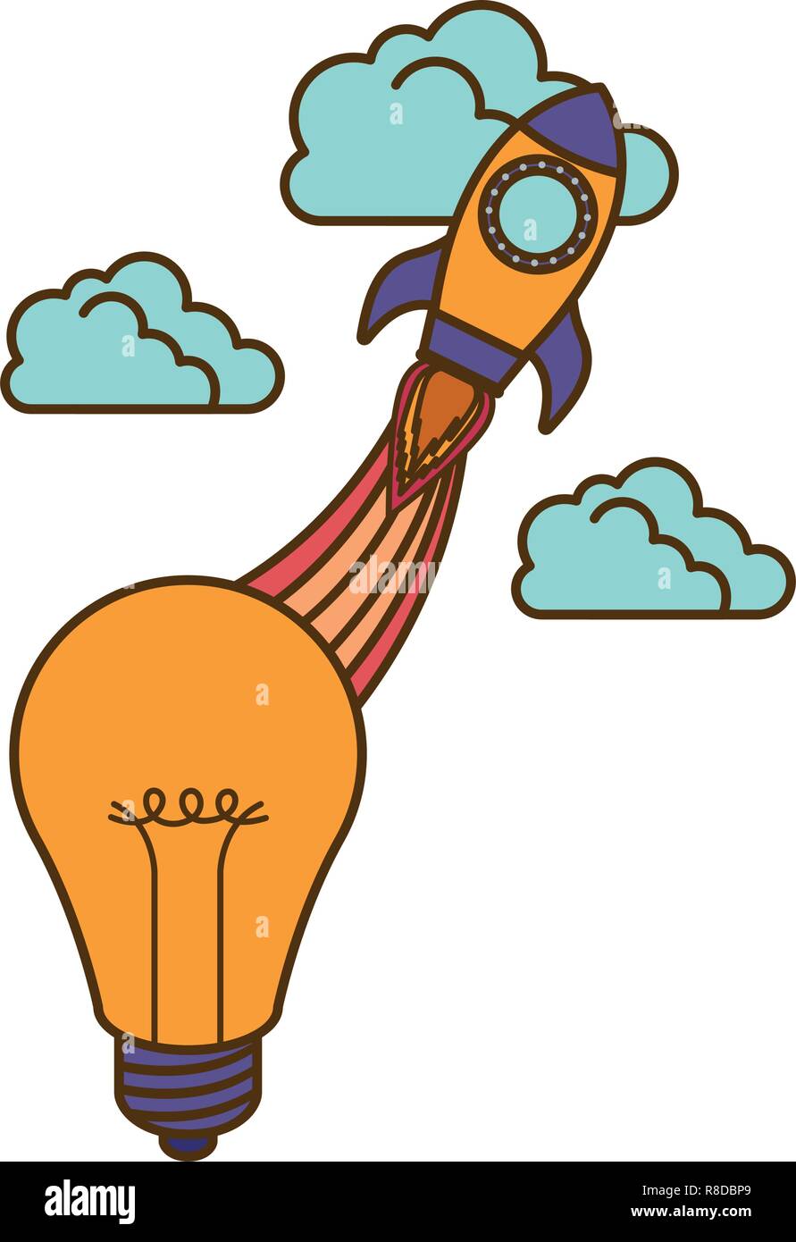 light bulb with rocket isolated icon Stock Vector Image & Art - Alamy