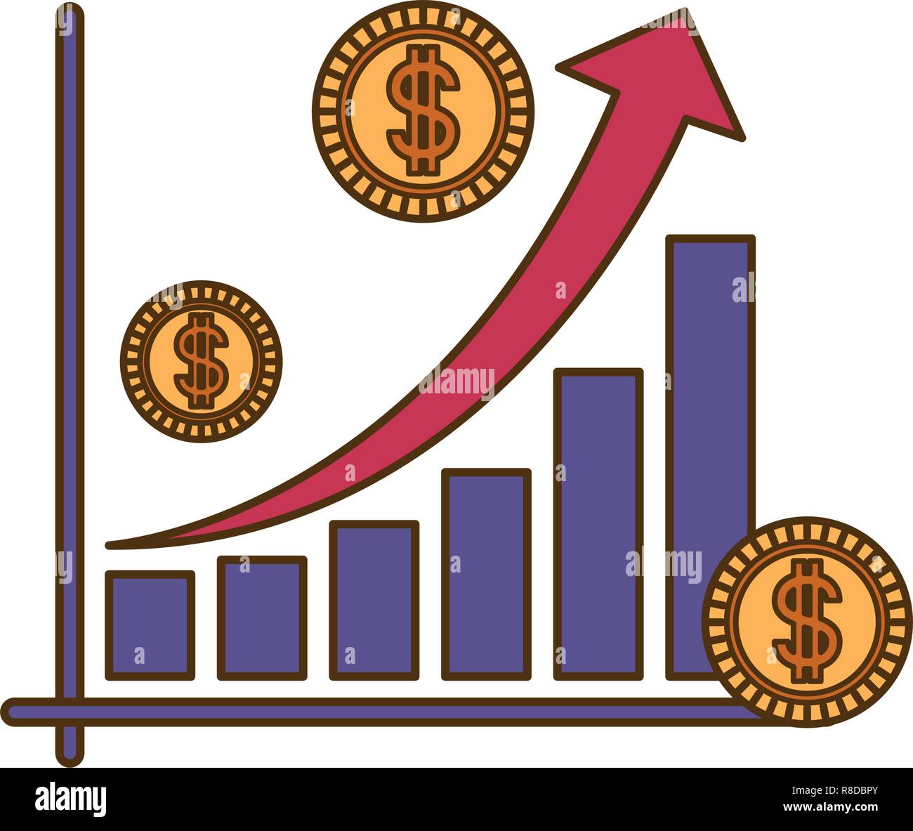 bar chart with coins isolated icon Stock Vector Image & Art - Alamy