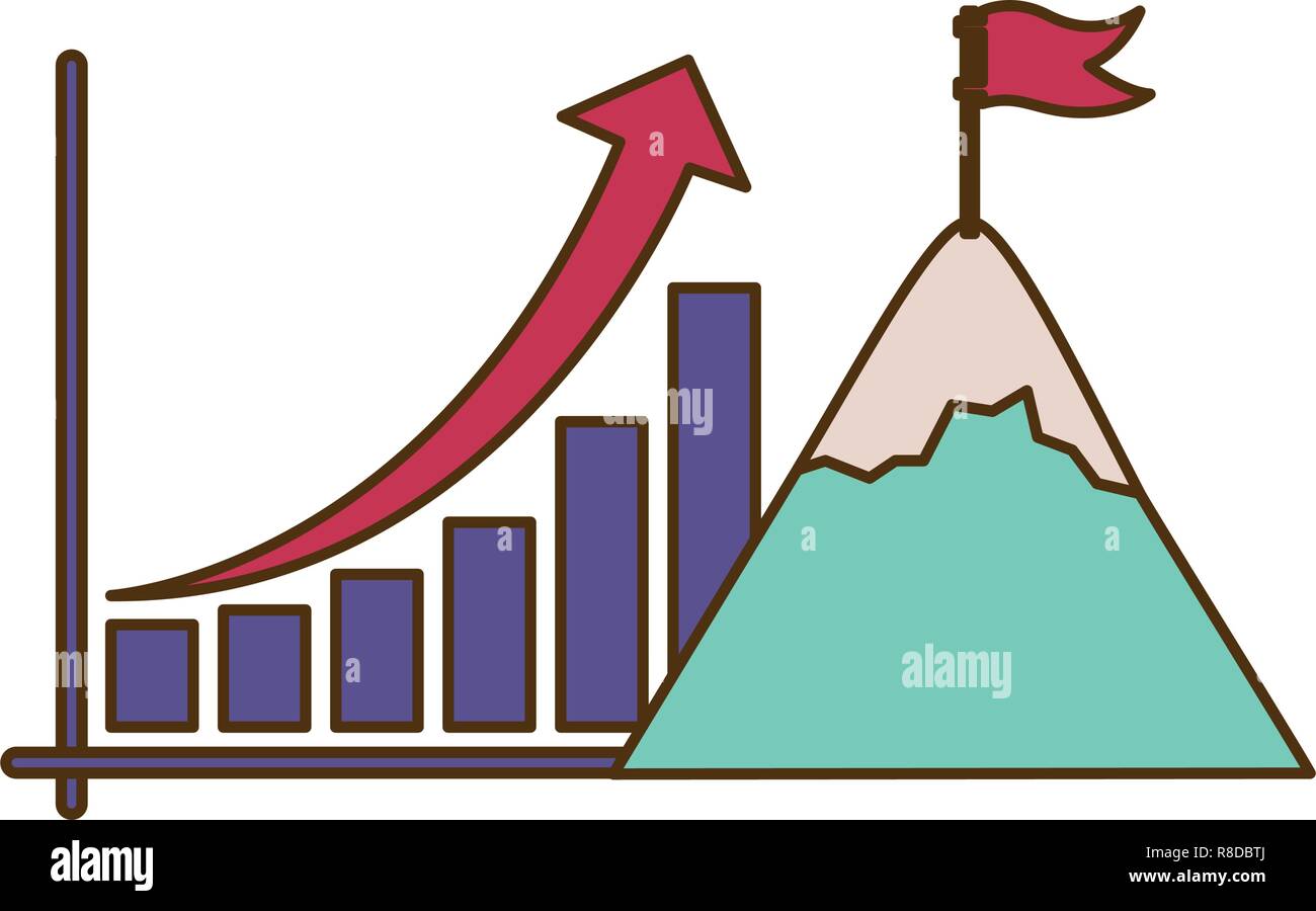 bar graph with mountain and flag isolated icon Stock Vector Image & Art ...