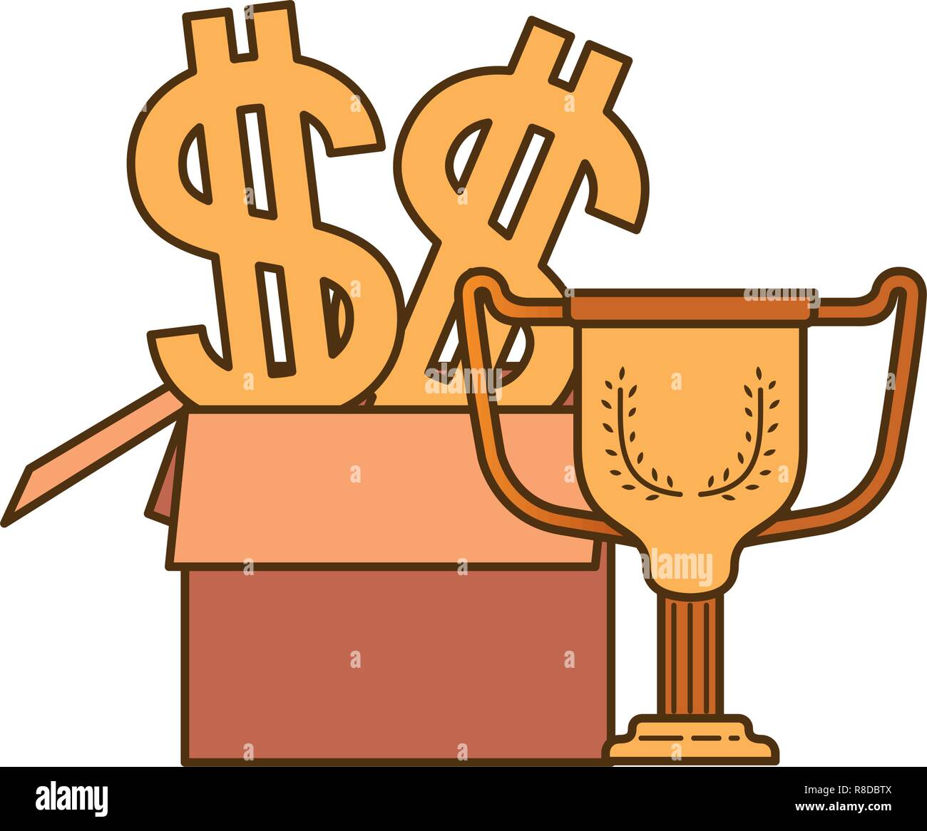 cardboard box with symbol of dollar and trophy Stock Vector Image & Art ...