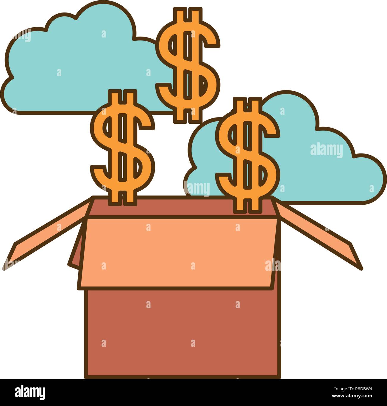cardboard box with dollar symbol isolated icon Stock Vector Image & Art ...