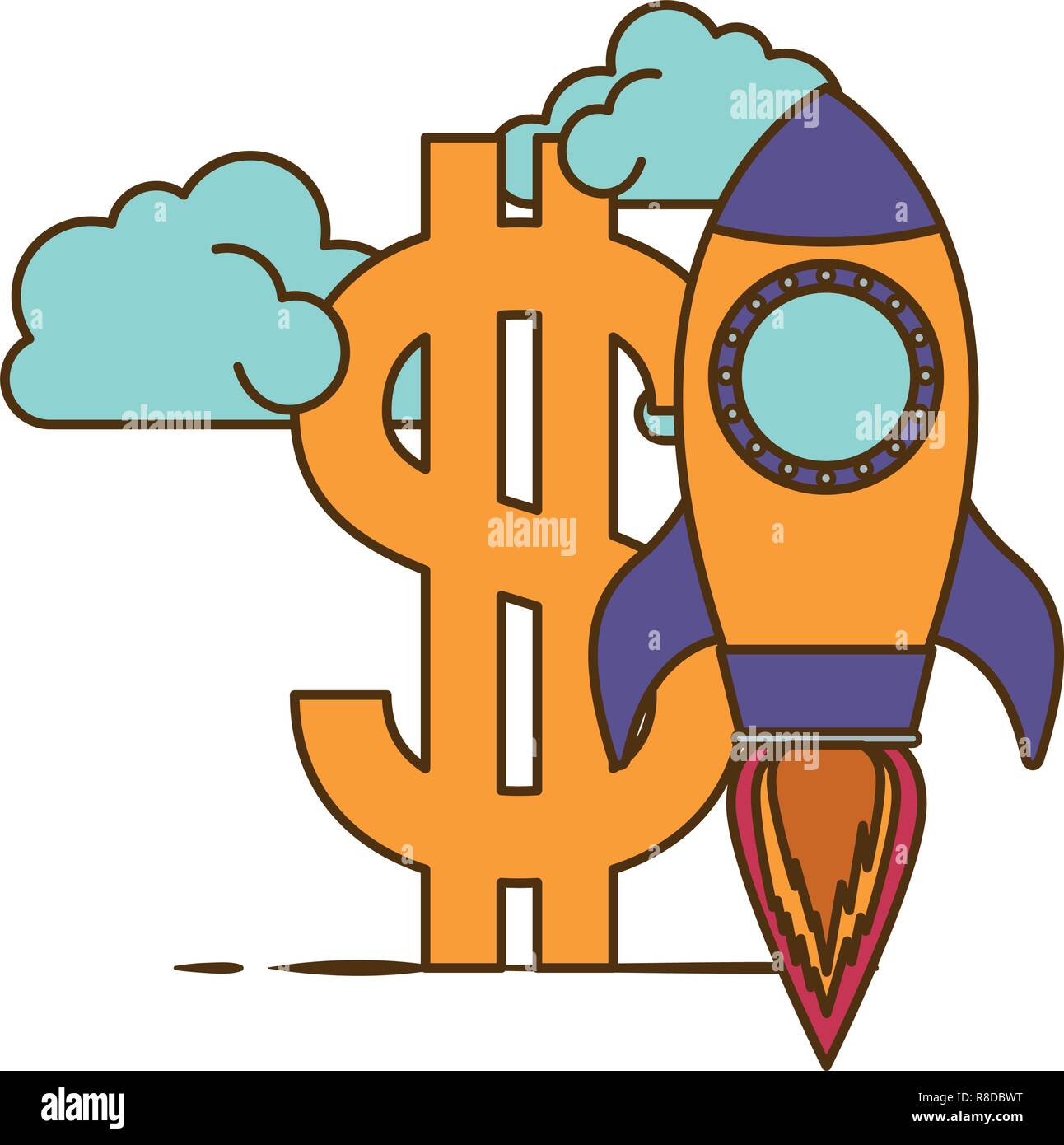 dollar symbol with rocket isolated icon Stock Vector Image & Art - Alamy