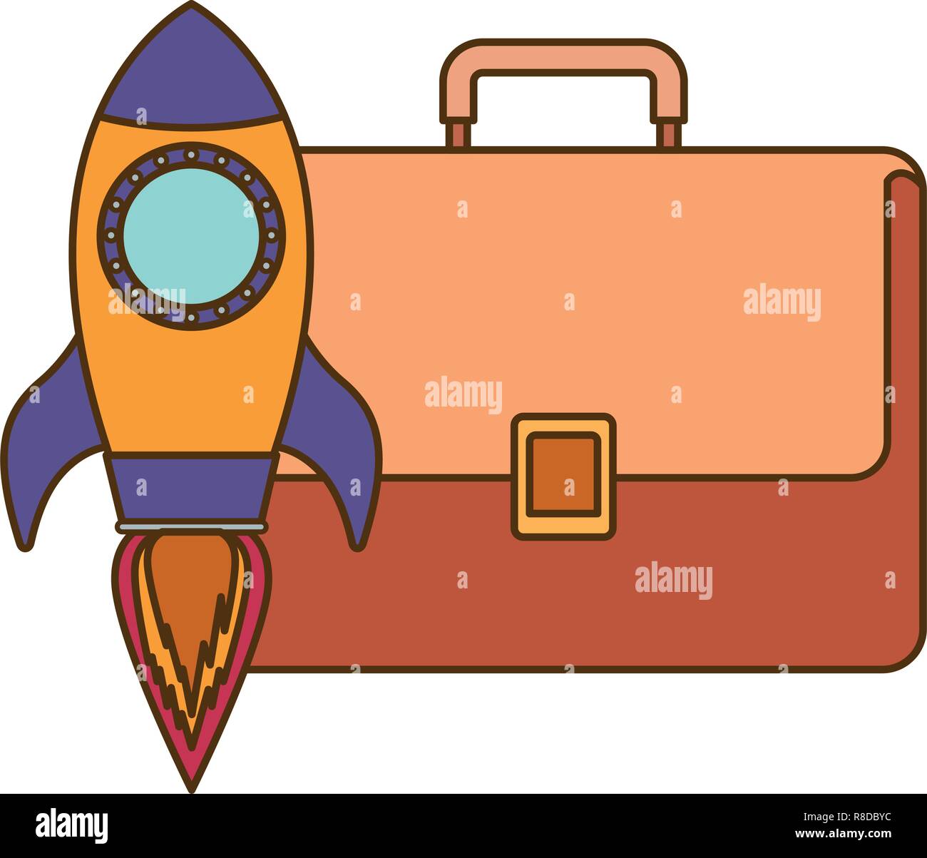 rocket with suitcase isolated icon Stock Vector Image & Art - Alamy