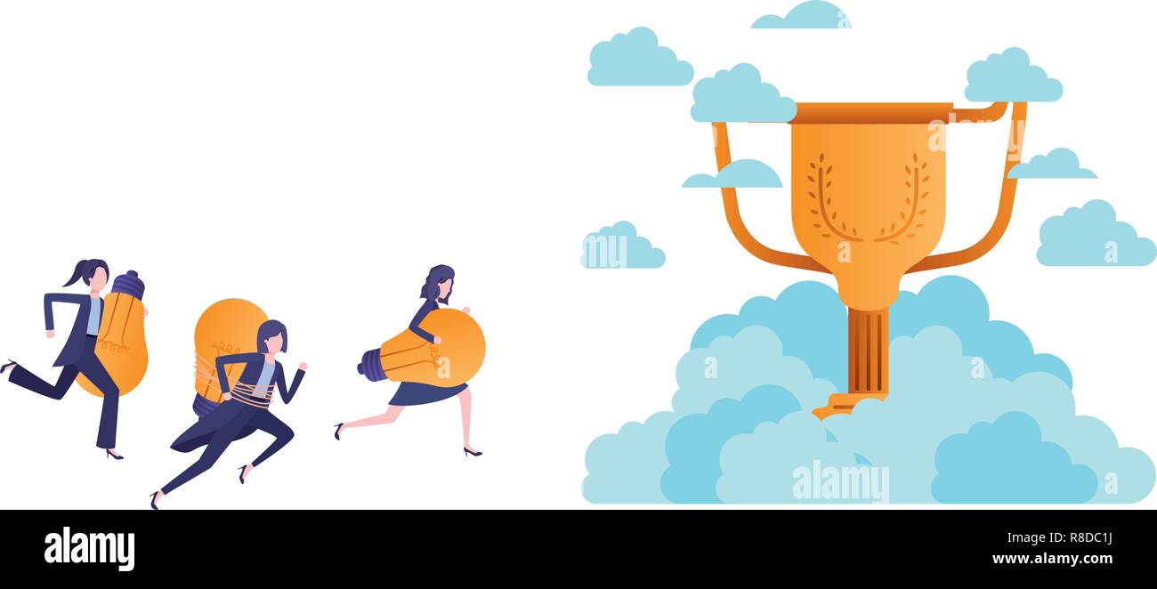 businesswomen in the clouds with trophy avatar character Stock Vector ...