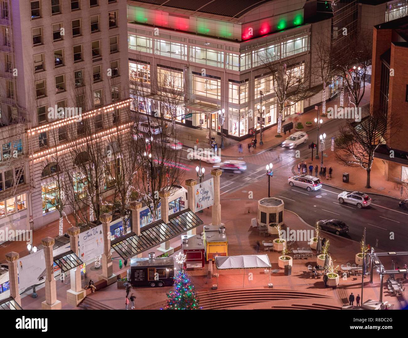 Busy intersection in city at night Stock Photo - Alamy