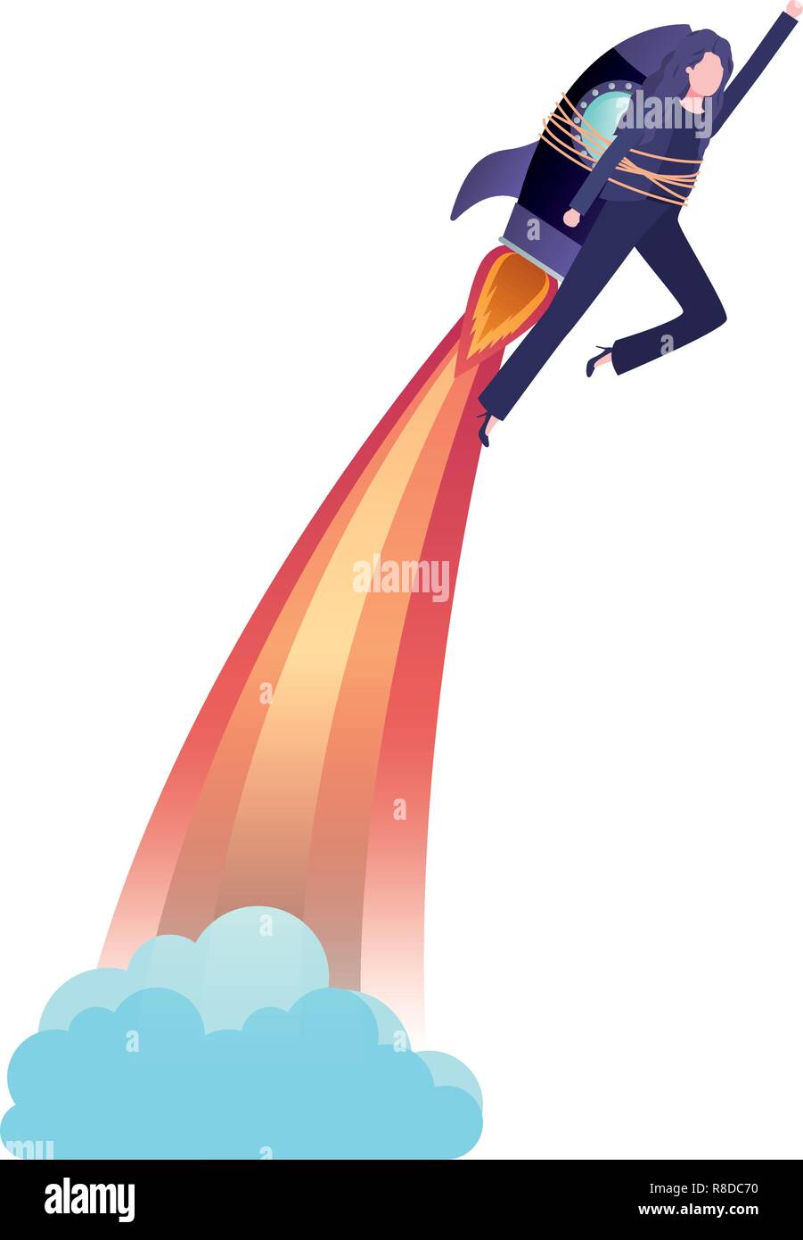 businesswoman with rocket avatar character Stock Vector Image & Art - Alamy