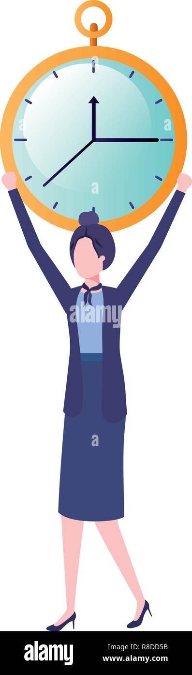 businesswoman with clock avatar character Stock Vector Image & Art - Alamy