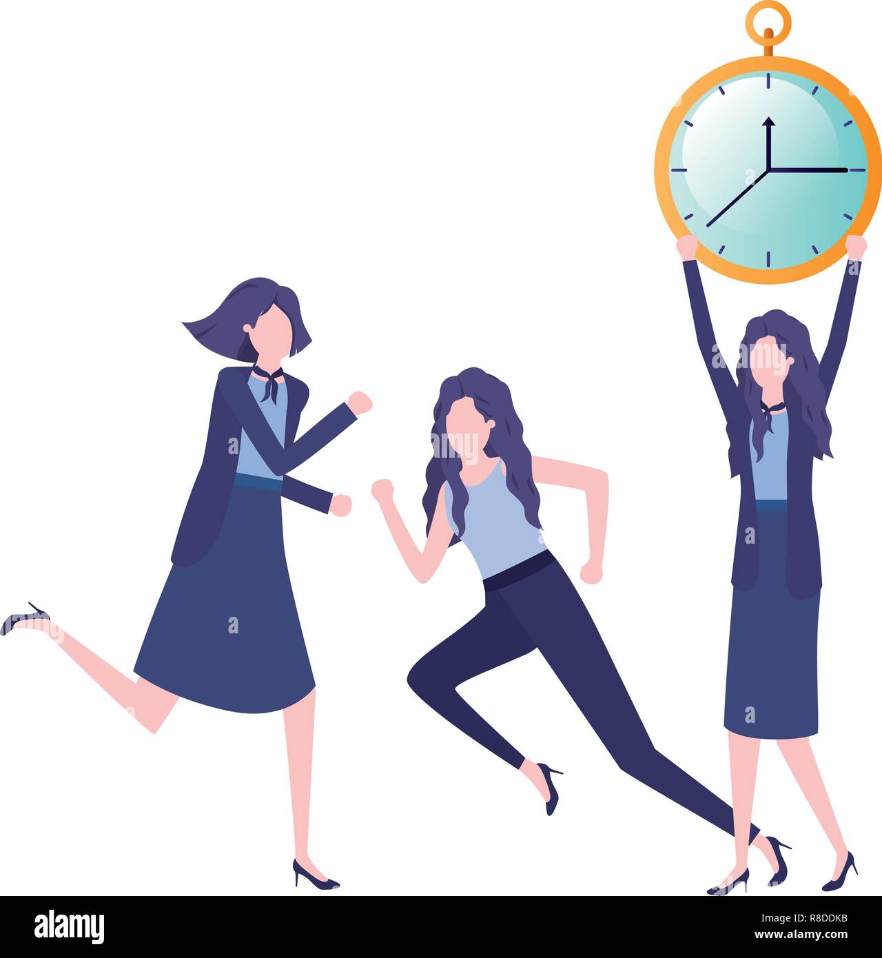 businesswomen with clock avatar character Stock Vector Image & Art - Alamy