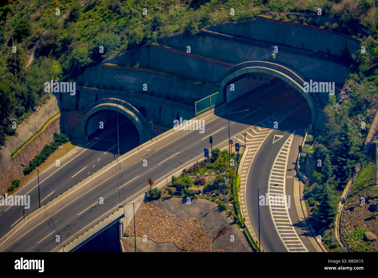Freeways intersection at Vitacura district in Santiago de Chile Stock ...