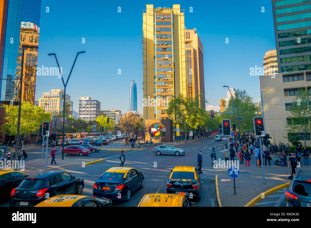 SANTIAGO DE CHILE, CHILE - OCTOBER 16, 2018: Outdoor view of traffic on ...