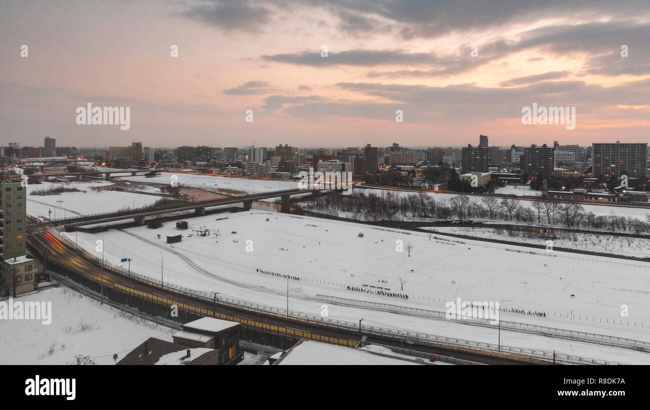 Japan river winter aerial hi-res stock photography and images - Alamy