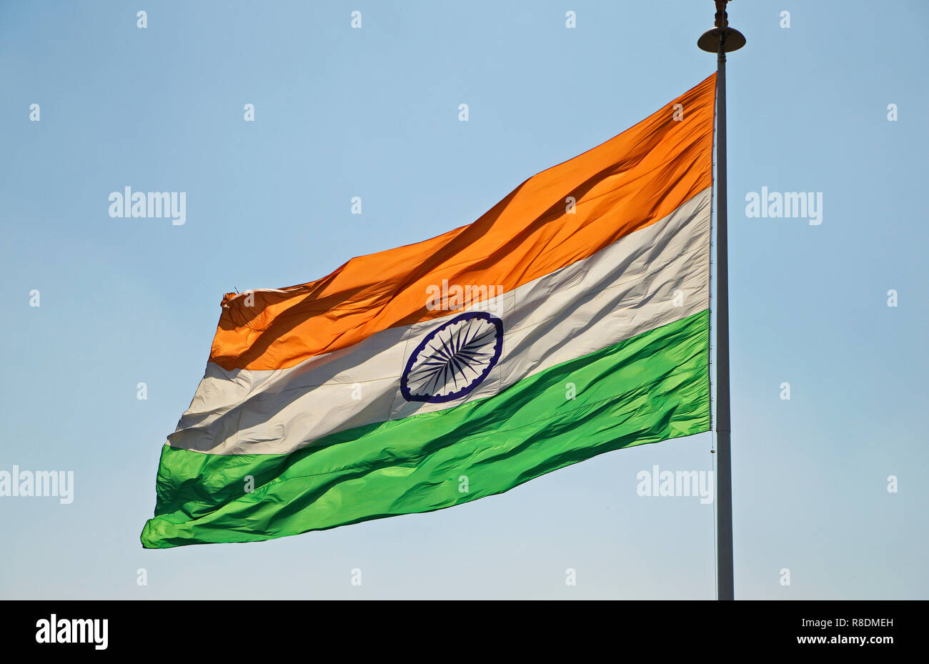 The Indian Flag flying high on top Stock Photo - Alamy