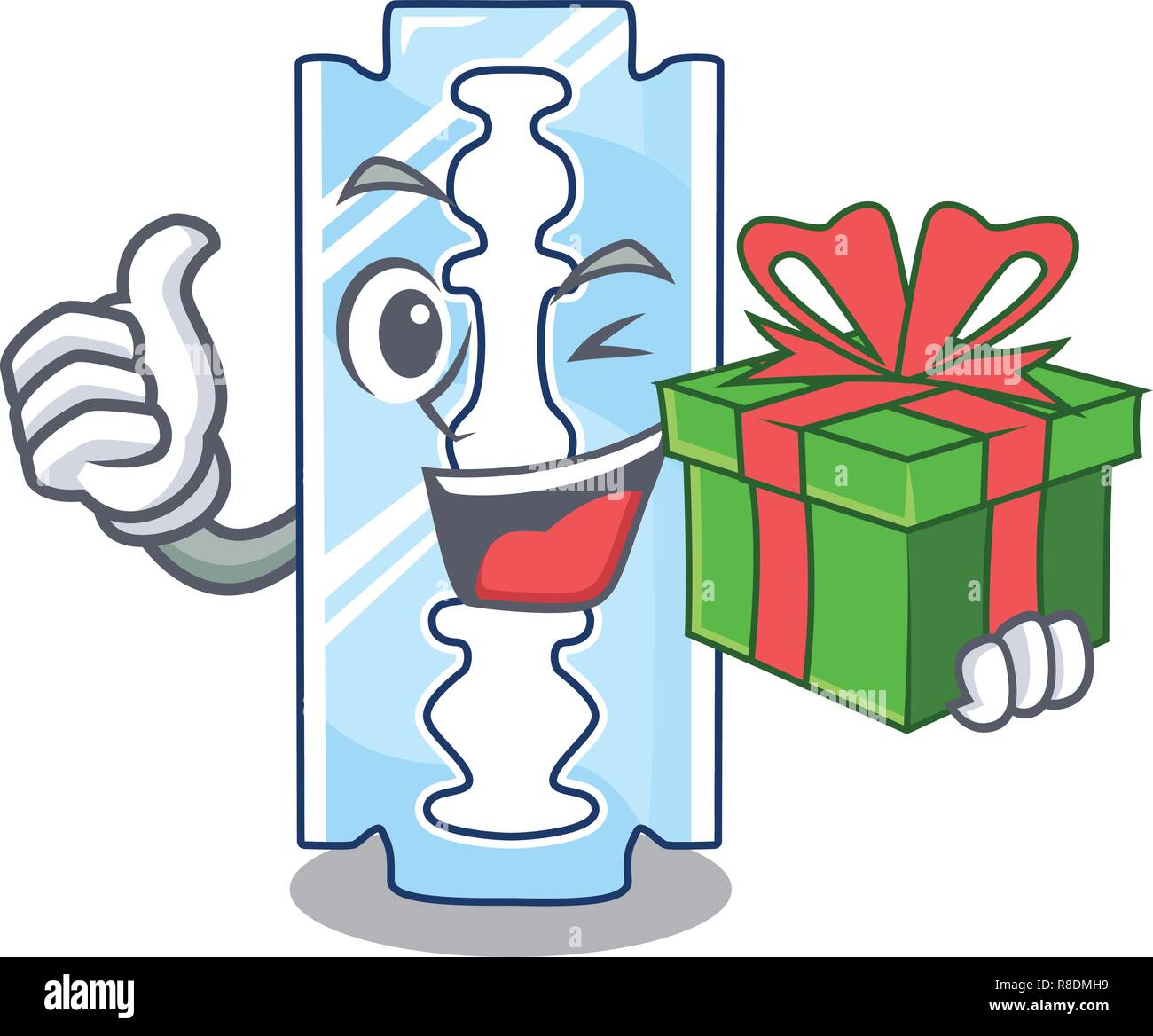 With gift razor blade and border cartoon cyan Stock Vector Image & Art ...